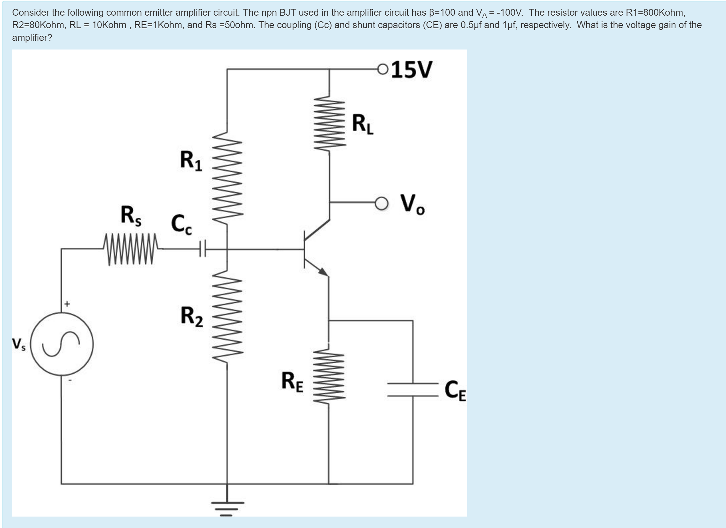 Solved Consider The Following Common Emitter Amplifier