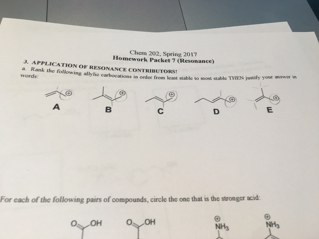 Solved A Rank The Following Allylic Carbocations In Order