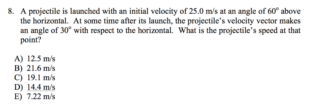 Solved A Projectile Is Launched With An Initial Velocity Of