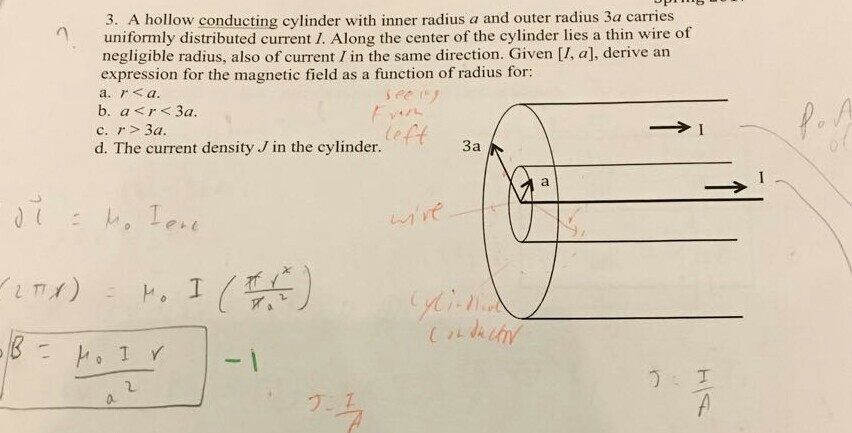 Solved 3 A Hollow Conducting Cylinder With Inner Radius A