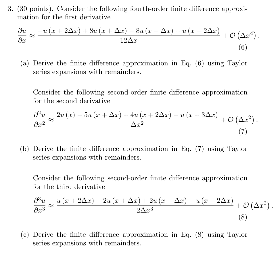 Solved Consider The Following Fourth Order Finite Difference