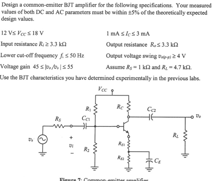 Solved Design A Common Emitter Bjt Amplifier For The