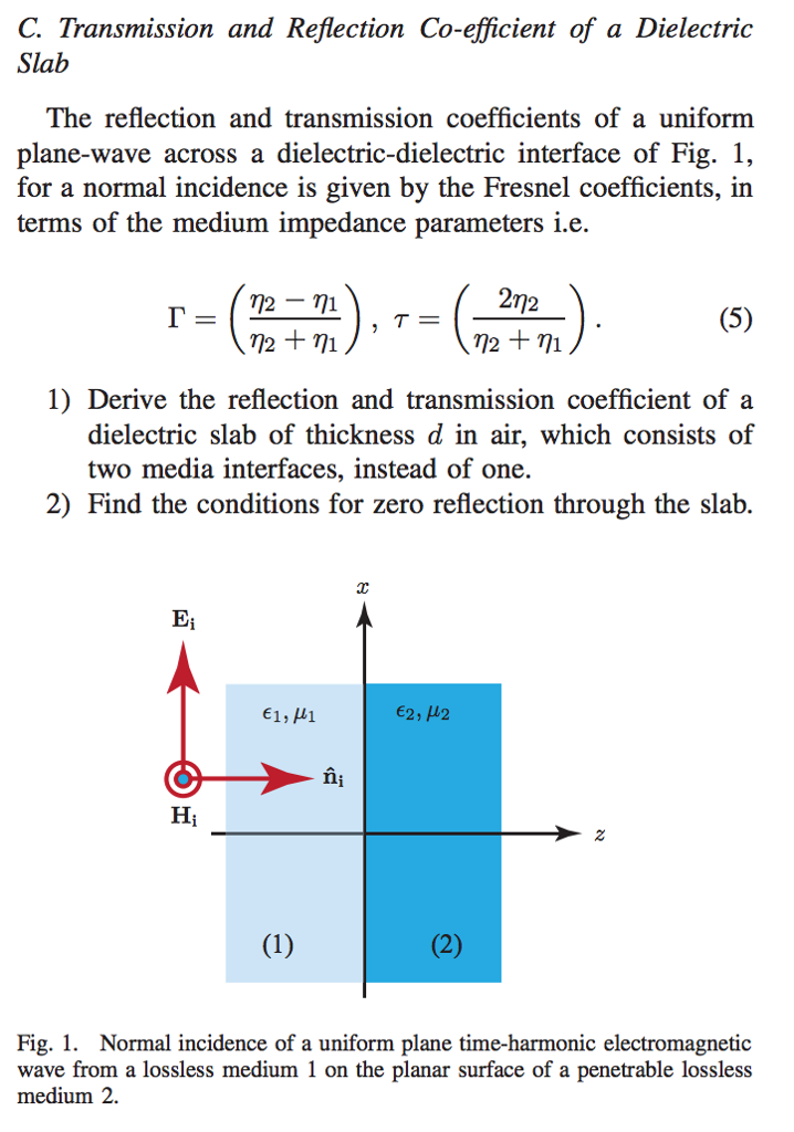 Solved The Reflection And Transmission Coefficients Of A