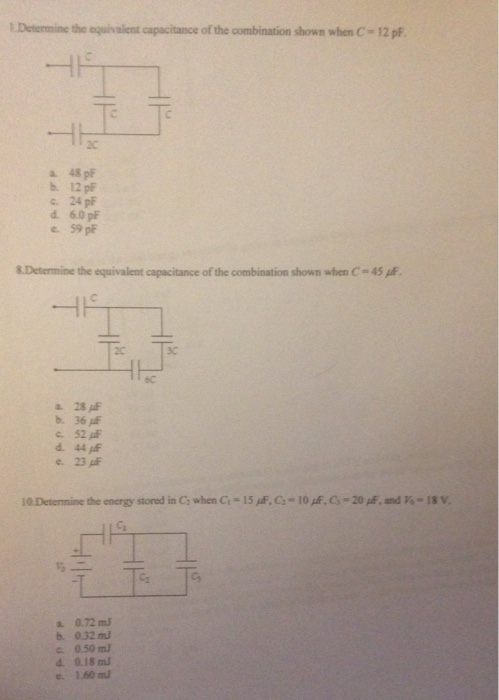 Solved Determine The Equivalent Capacitance Of The