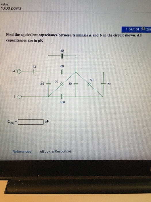 Solved Find The Equivalent Capacitance Between Terminals A