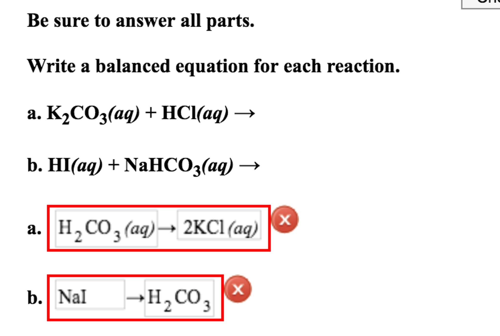 Solved Write A Balanced Equation For Each Reaction