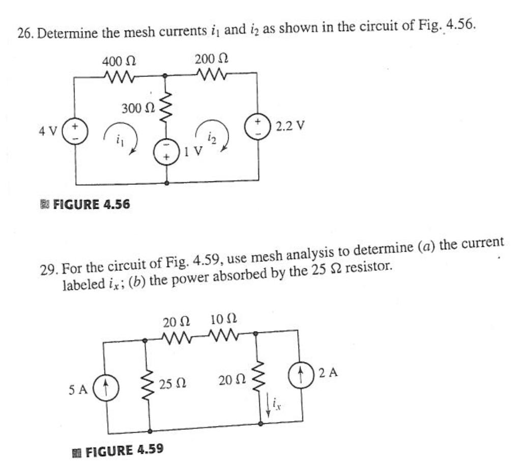 Solved 26 Determine The Mesh Currents I And I2 400 Ω 200 Ω