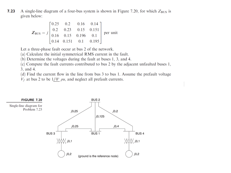 Solved A Single Line Diagram Of A Four Bus System Is Shown