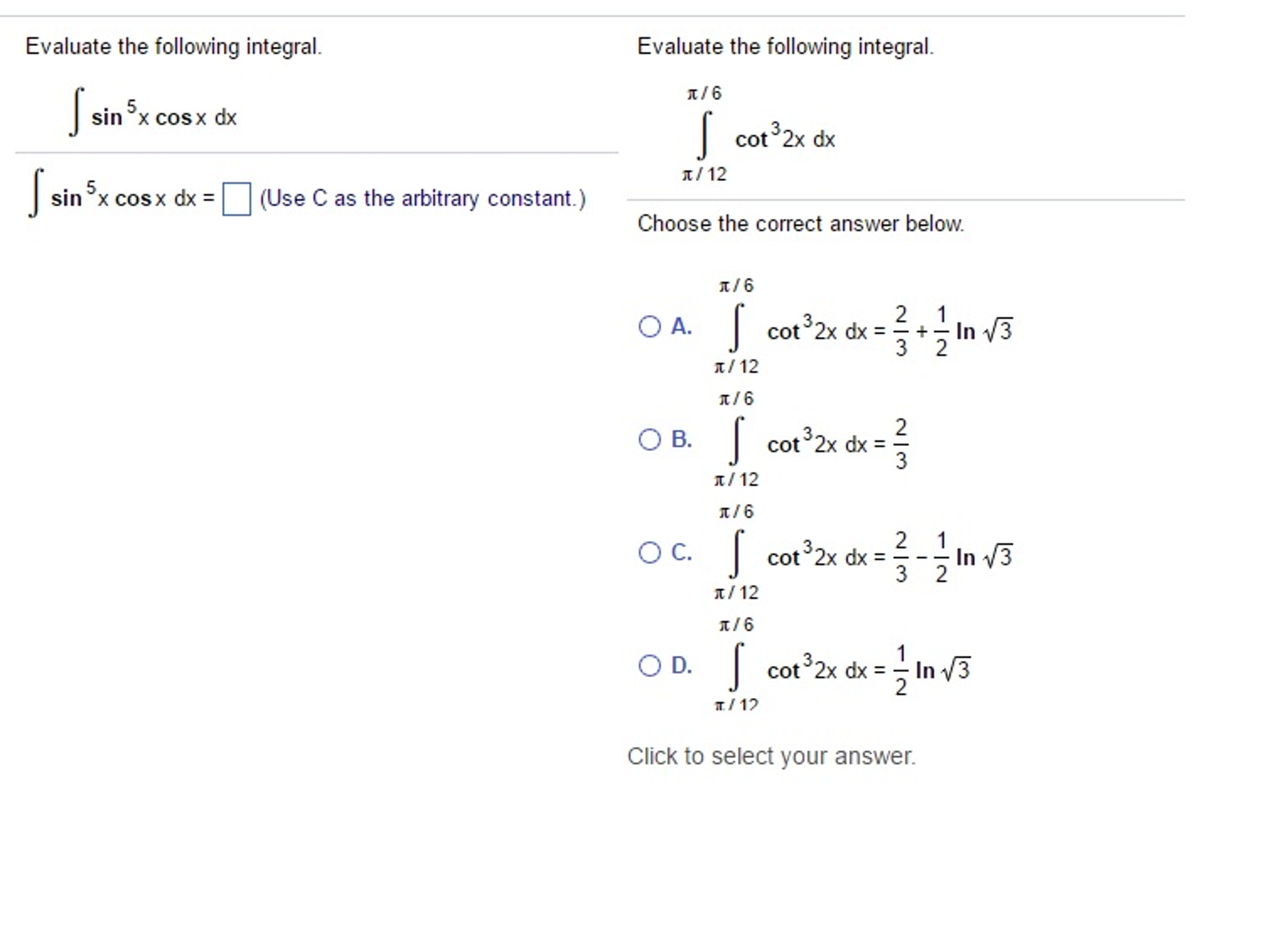 Solved Evaluate The Following Integral Integral Sin5 X Cos