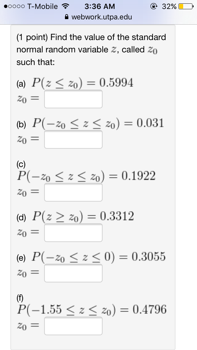 Solved Find The Value Of The Standard Normal Random Variable