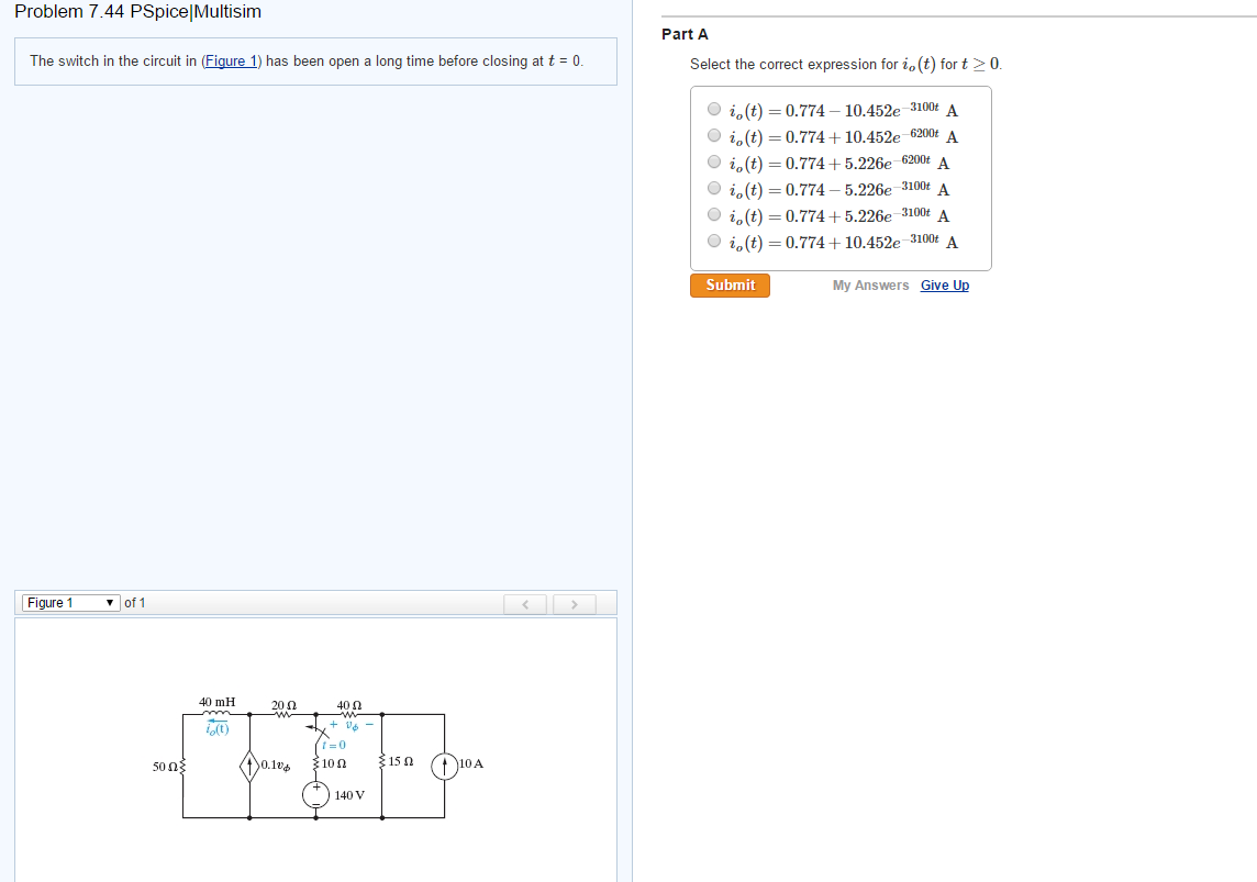 Solved The Switch In The Circuit In Figure 1 Has Been Open