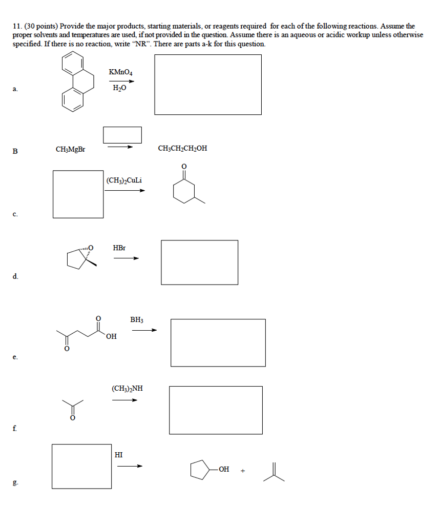 Solved Provide The Major Products Starting Materials Or