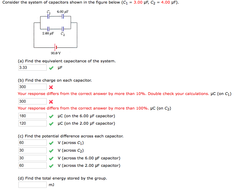 Solved Consider The System Of Capacitors Shown In The Figure