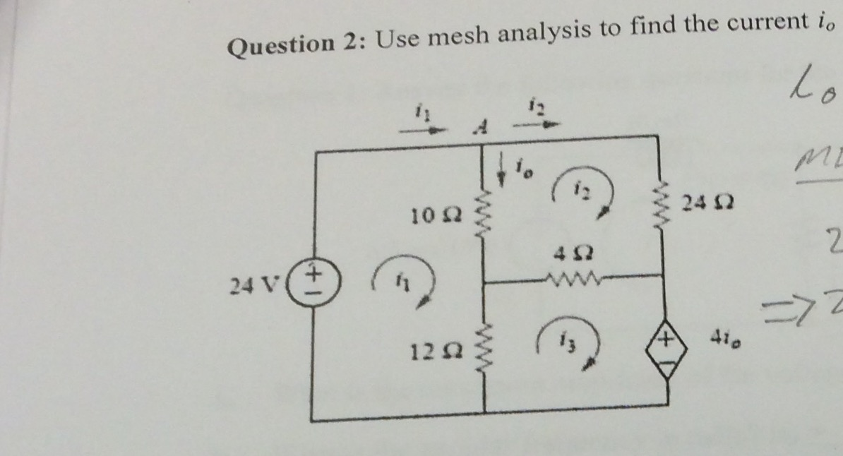 Solved Use Mesh Analysis To Find The Current I0