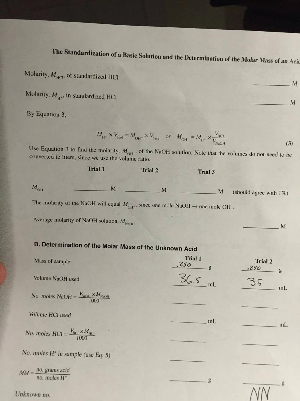 Solved Data And Calculations The Standardization Of A Basic Chegg Hot