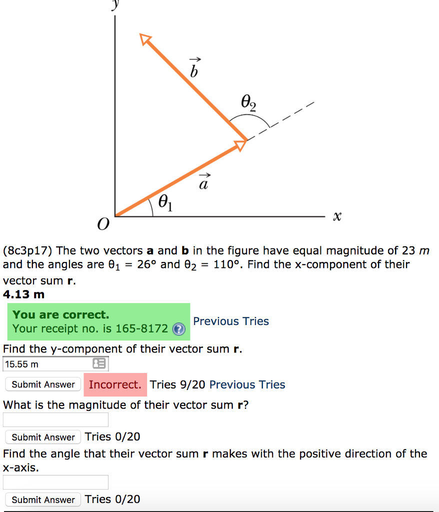 Solved 8c3p17 The Two Vectors A And B In The Figure Have