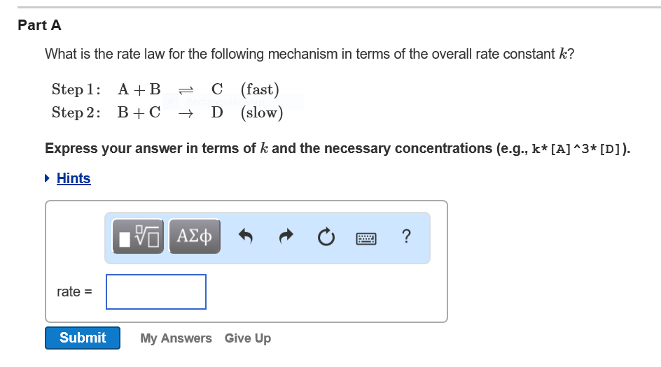 Solved Part A What Is The Rate Law For The Following