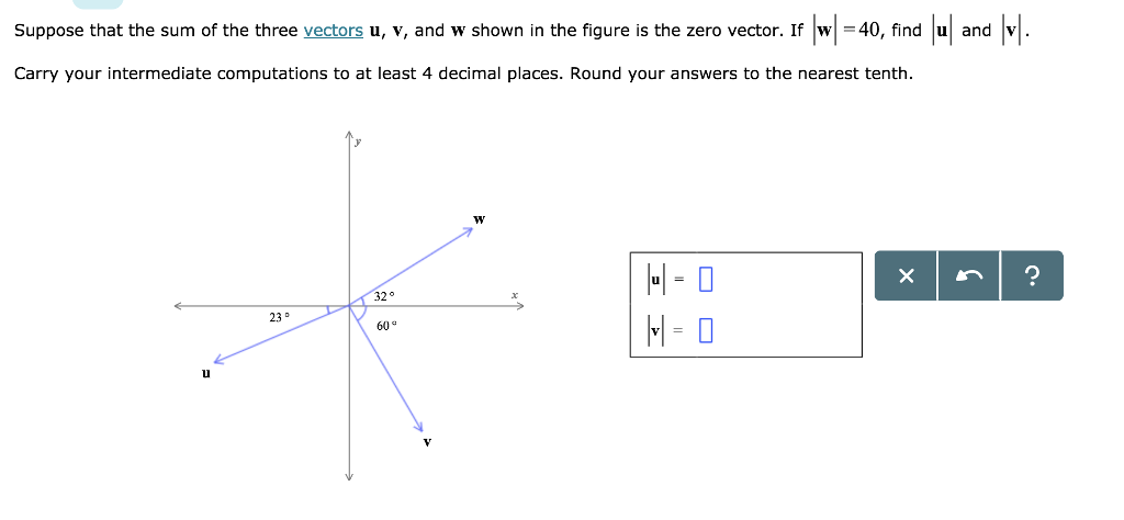 Solved Suppose That The Sum Of The Three Vectors U V And W