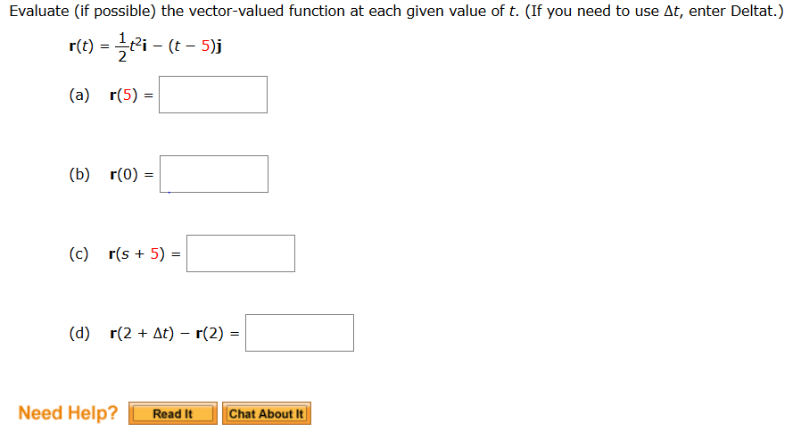 Solved Evaluate If Possible The Vector Valued Function At