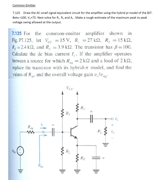 Solved Draw The Ac Small Signal Equivalent Circuit For The