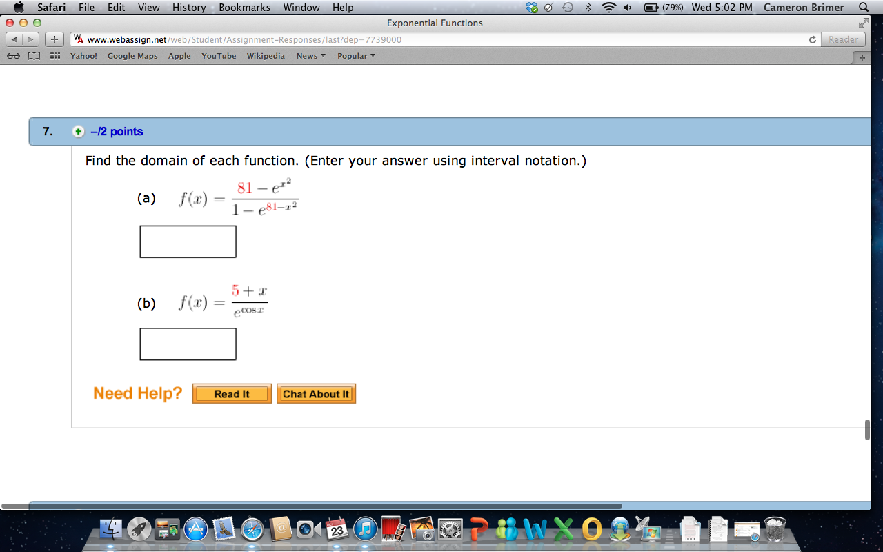 Solved Find The Domain Of Each Function Enter Your Answer