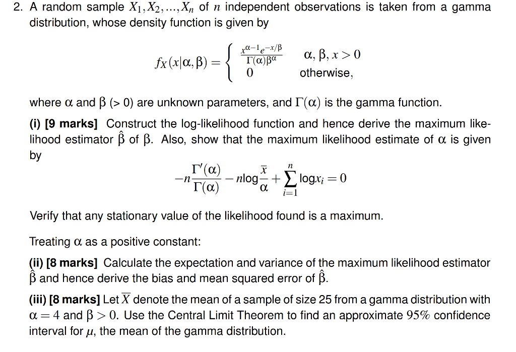 2 A Random Sample X1 X2 Xn Of N Independent