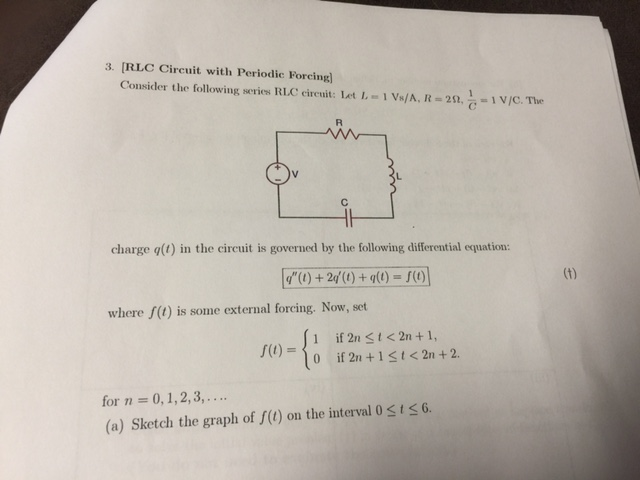 Solved Rlc Circuit With Periodic Forcing Differential