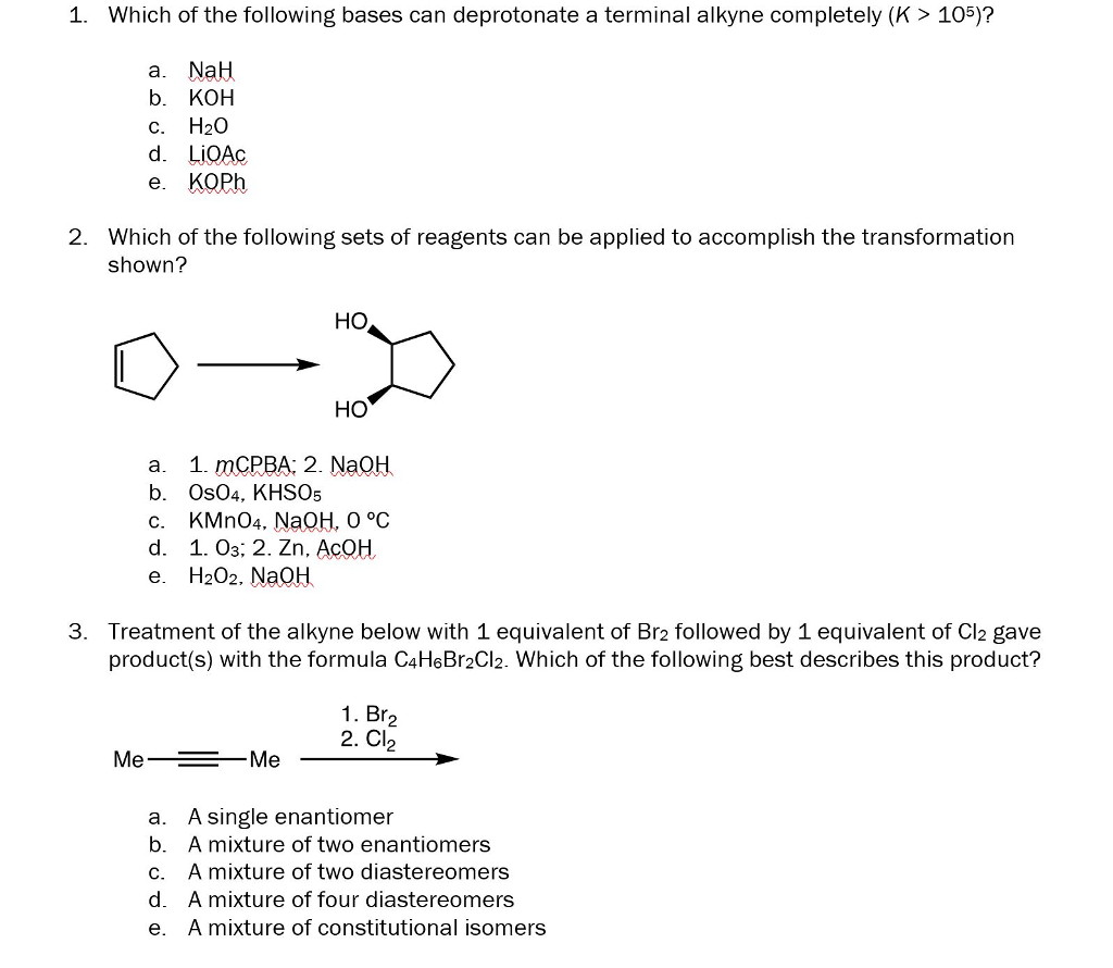 Solved 1 Which Of The Following Bases Can Deprotonate A