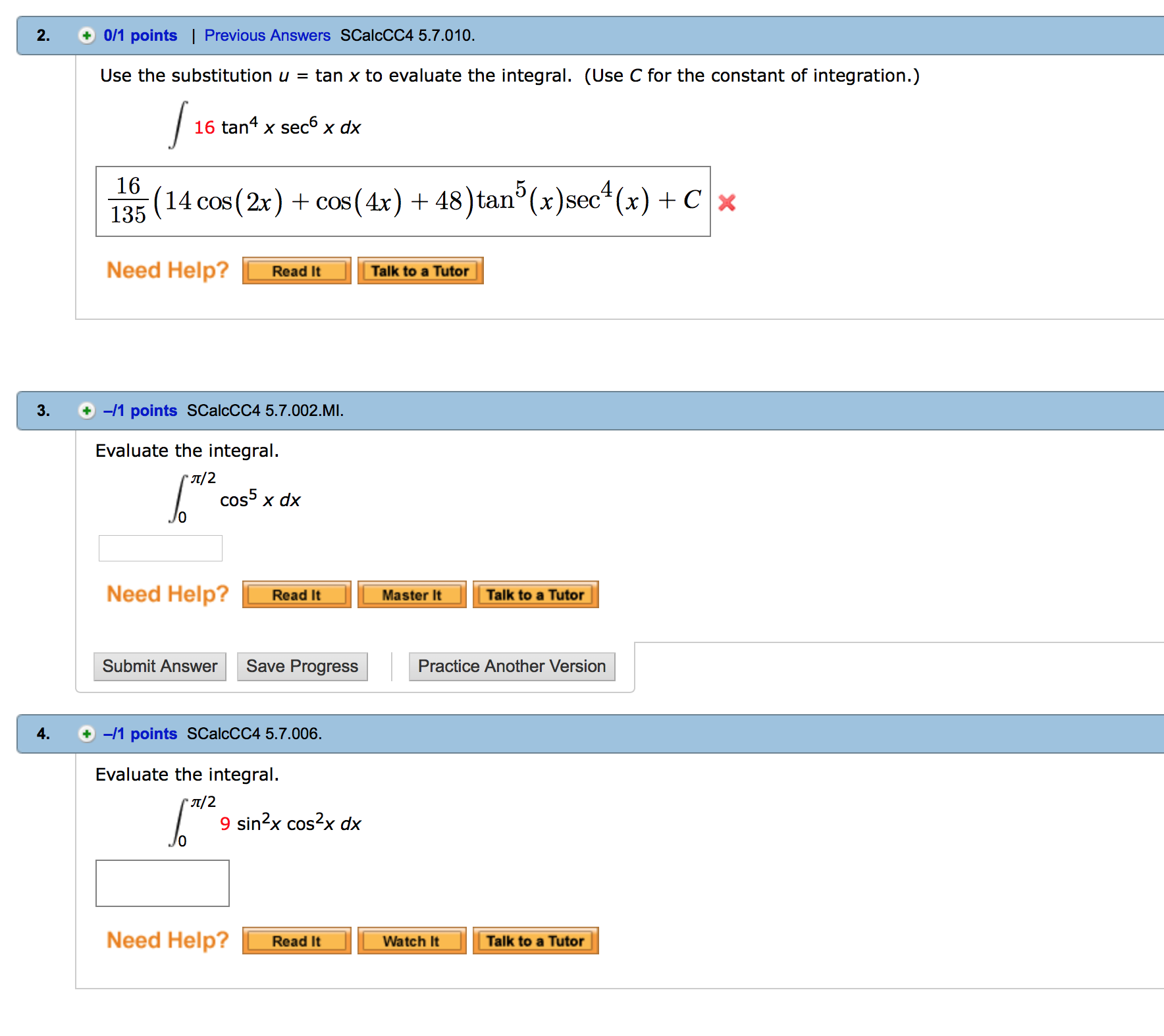 Solved Use The Substitution U Tan X To Evaluate The