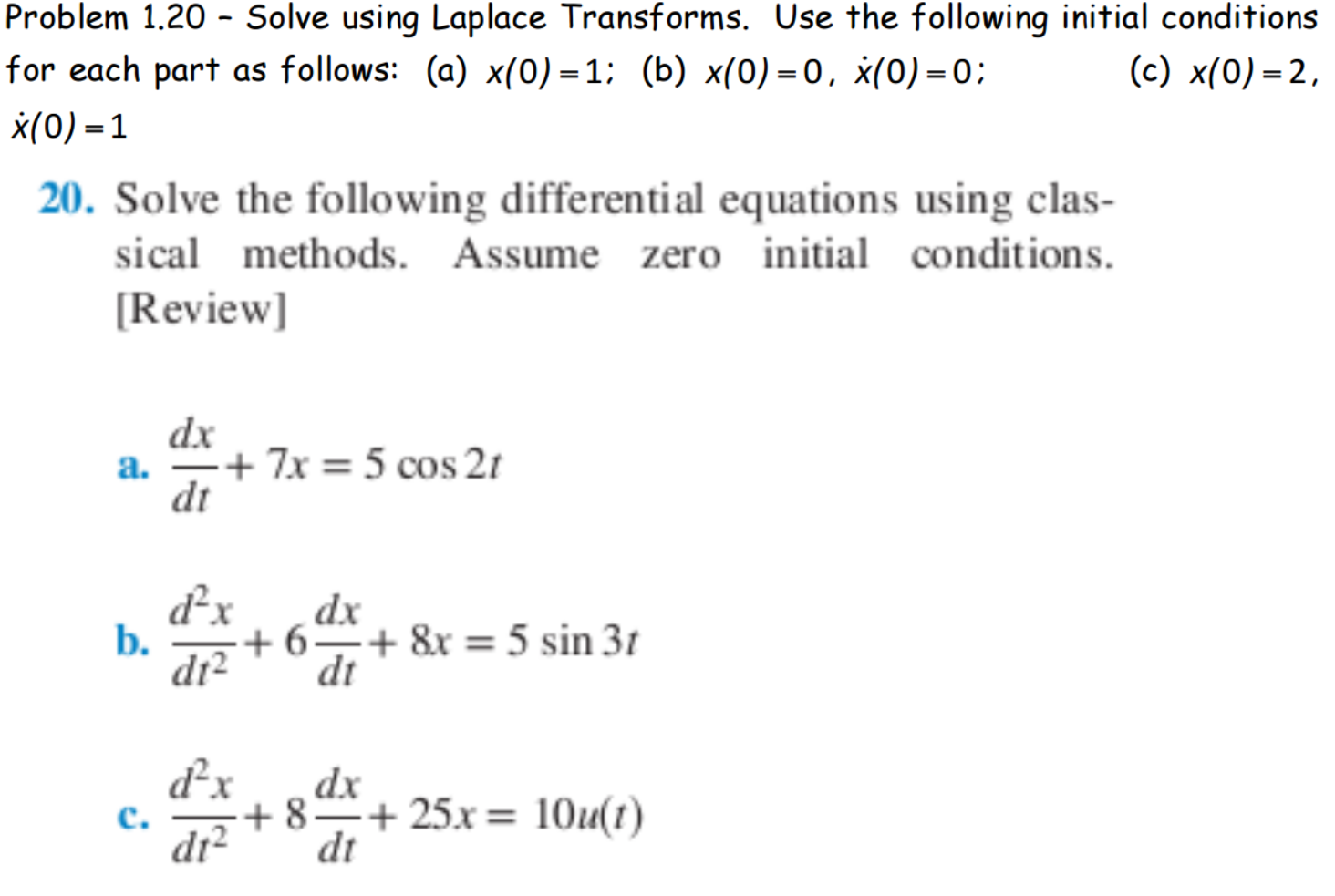 Solved Solve Using Laplace Transforms Use The Following