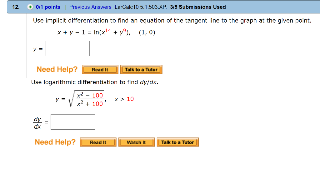 Solved Use Implicit Differentiation To Find An Equation Of