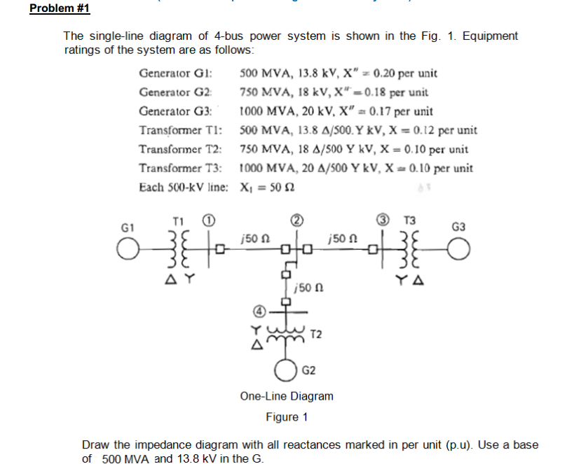 Solved The Single Line Diagram Of 4 Bus Power System Is