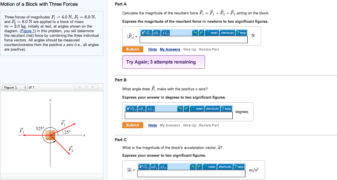 Solved Three Forces Of Magnitudes F1 40 N F2 60 N