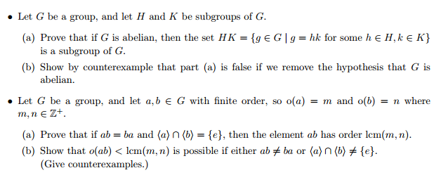 Solved Let G Be A Group And Let H And K Be Subgroups Of G