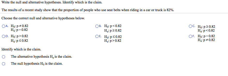 Solved Write The Null And Alternative Hypotheses Identify