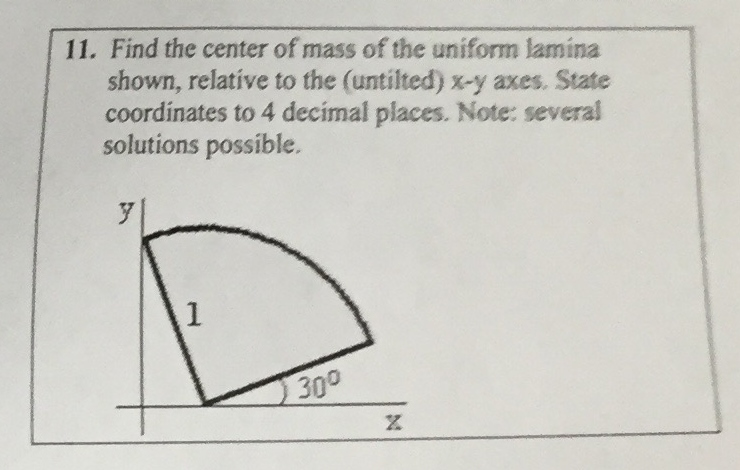 Find The Center Of Mass Of The Uniform Lamina Shown