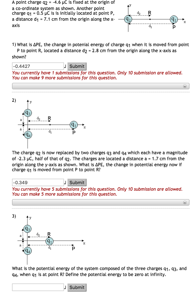 Solved A Point Charge Q2° 46 μc Is Fixed At The Origin Of A