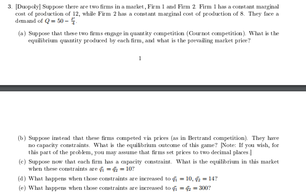 Solved Suppose There Are Two Firms In A Market Firm 1 And