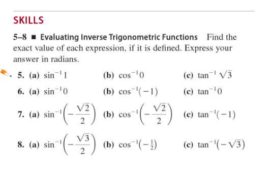 Solved Skills 5 8 Evaluating Inverse Trigonometric Functions