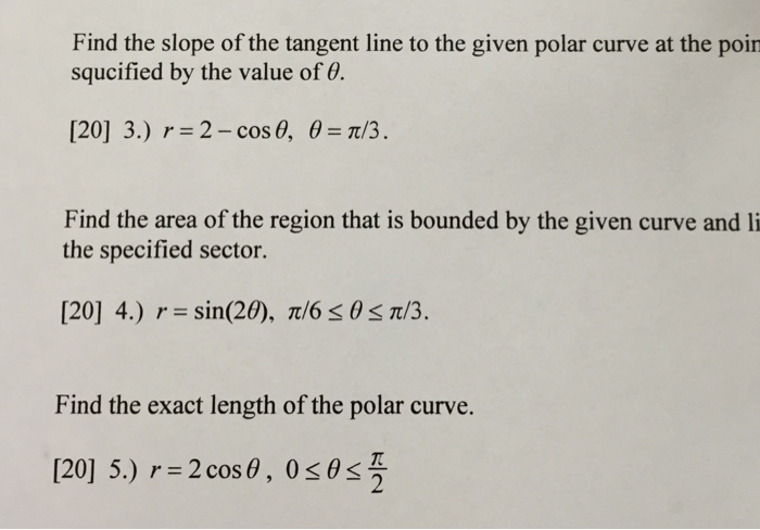 Solved Find The Slope Of The Tangent Line To The Given Polar