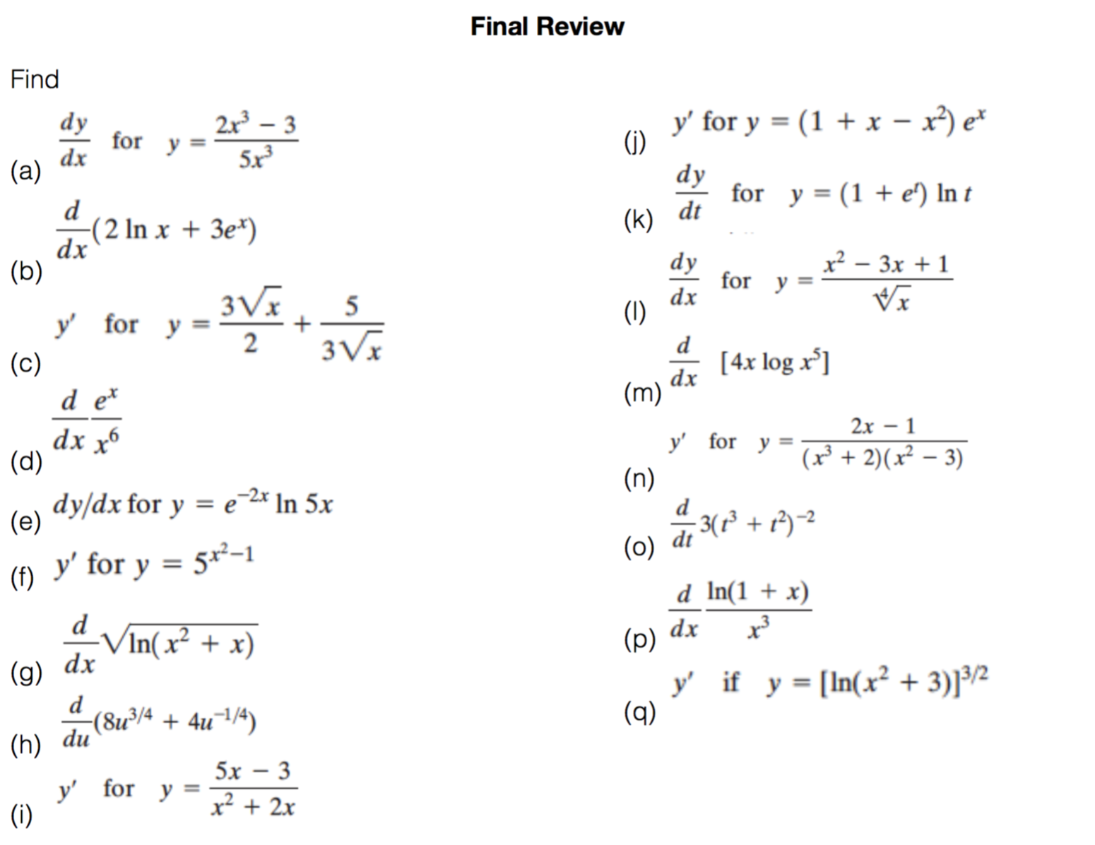 Solved Find A Dydx For Y 2x3 35x3 Ddx 2 Ln X