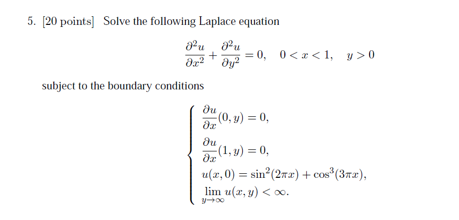 Solved Solve The Following Laplace Equation Subject To The