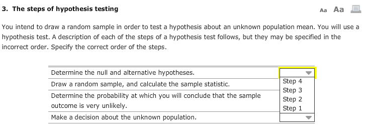 Solved 3 The Steps Of Hypothesis Testing Aa Aa You Intend