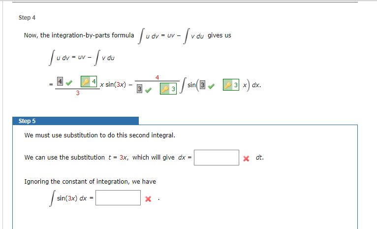 Solved Evaluate The Integral 4x Cos3x Dx Step 1 To Use