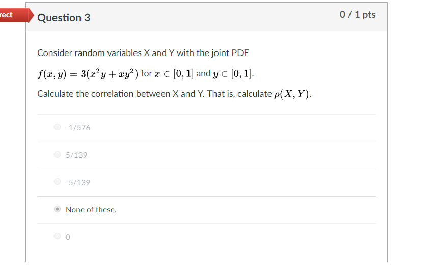 Solved Ect Question 3 01 Pts Consider Random Variables X