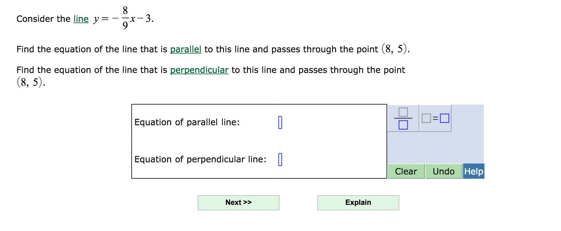 Solved Consider The Line Y 89x 3 Find The Equation Of