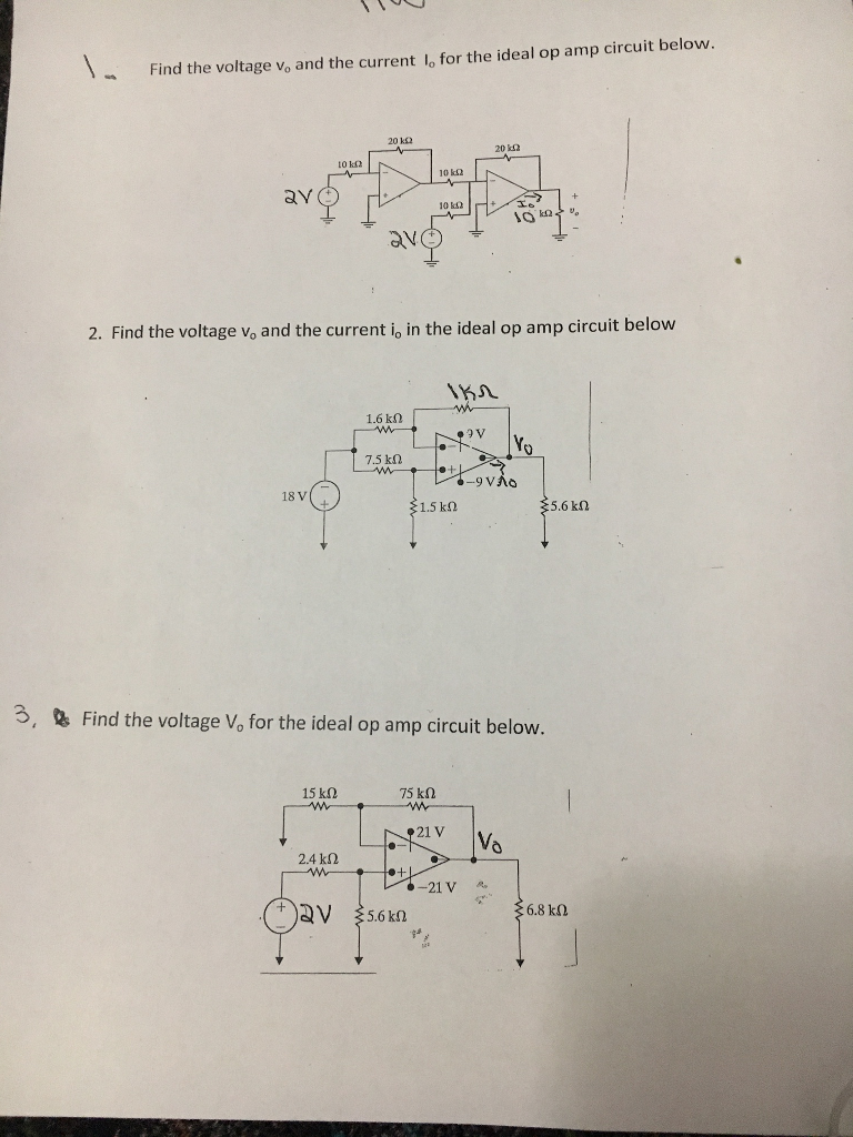 Solved Find The Voltage Vo For The Ideal Op Amp Circuit