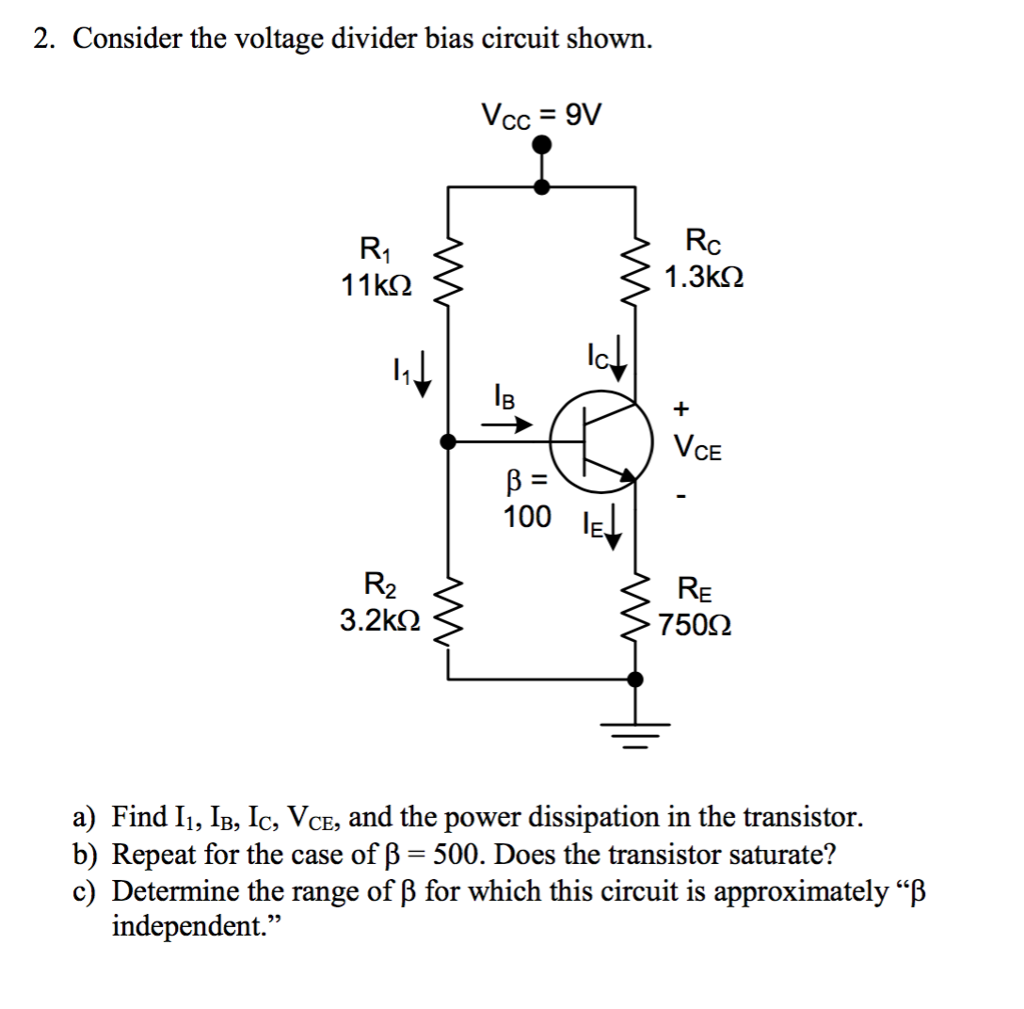 Solved Consider The Voltage Divider Bias Circuit Shown