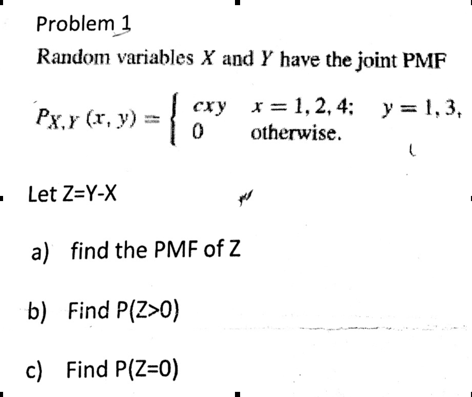 Solved Problem 1 Random Variables X And Y Have The Joint