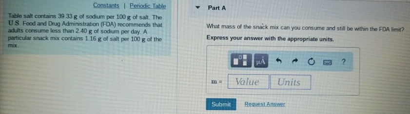 Solved Constants I Periodic Table Part A Table Salt Contains